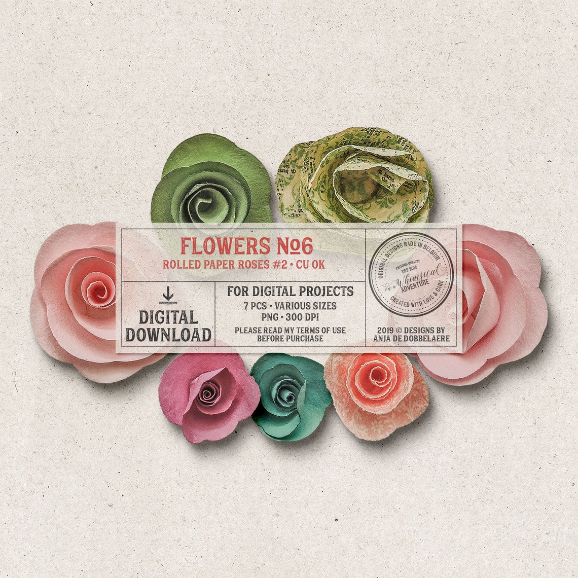 Digital Rose Clipart Paper Roses Paper Flowers Commercial - Etsy