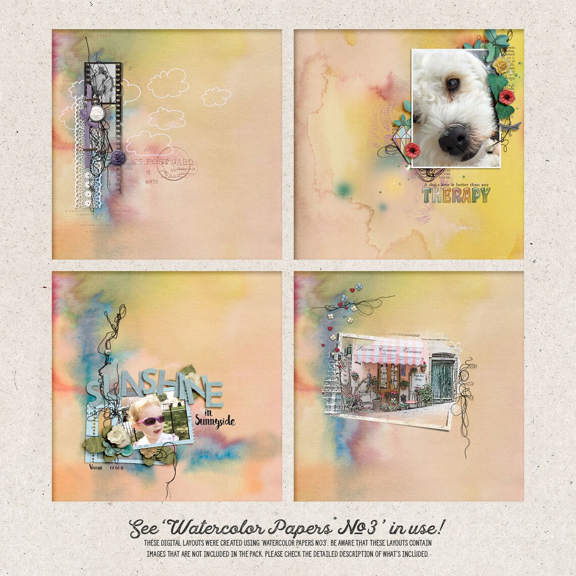 Hand Painted Watercolor Papers Digital Download Printable - Etsy