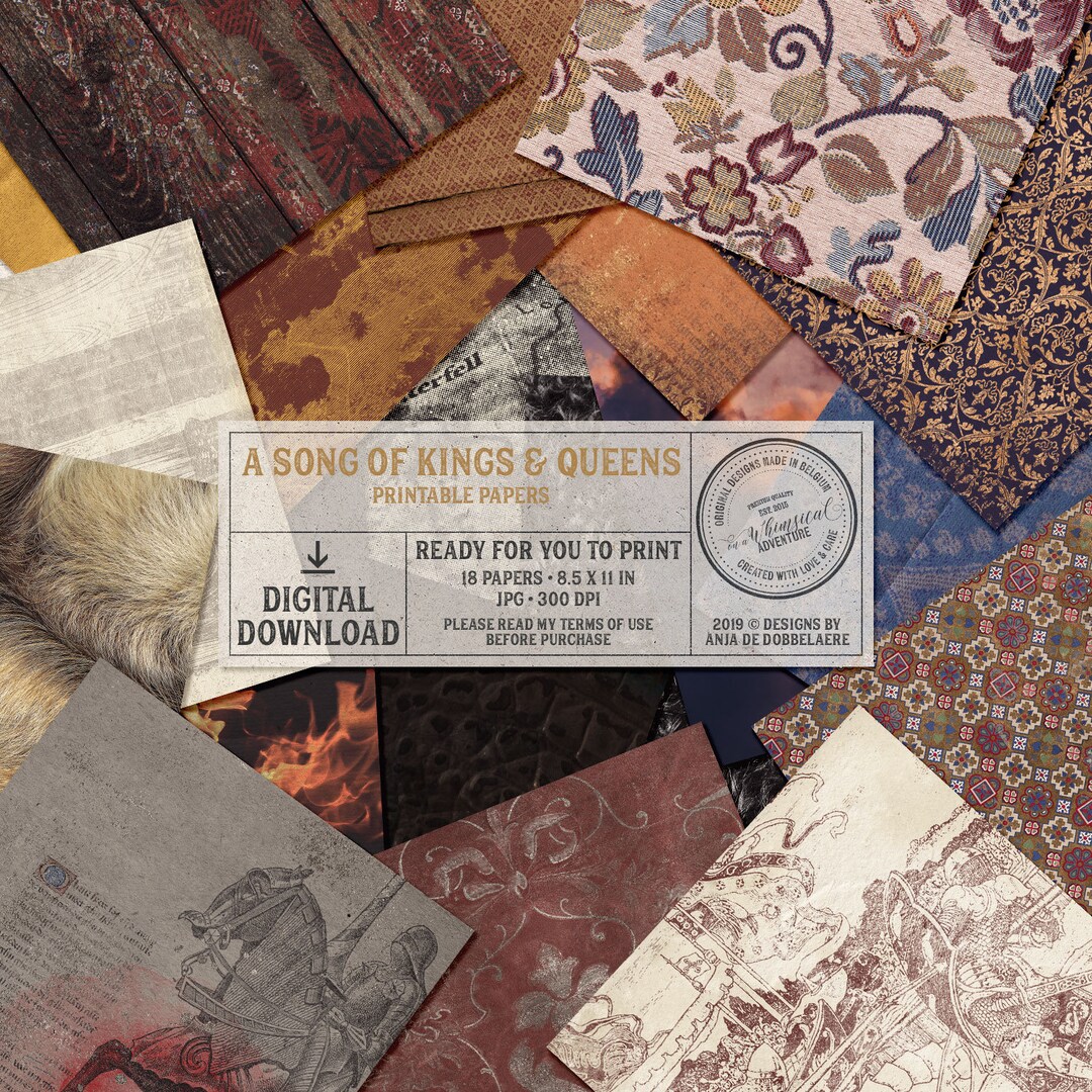 Printable Medieval Style Paper, Fantasy Junk Journal, Knights and Armor ...