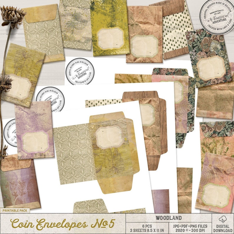 Printable Coin Envelopes Junk Journal DIY Paper Bag Digital - Etsy