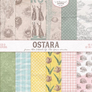 Ostara Scrapbook Paper Shabby Chic Textures Hares and - Etsy