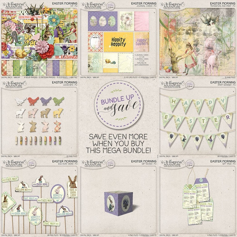 Mega Bundle Party Supplies Digital Scrapbooking Easter - Etsy