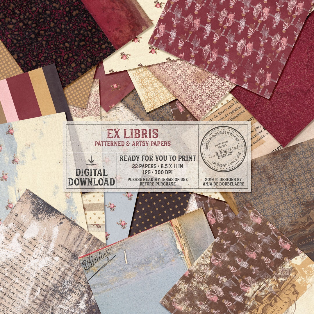 Library Paper Pack, Printable Letter Size, Book Lover Gift, Ex Libris ...