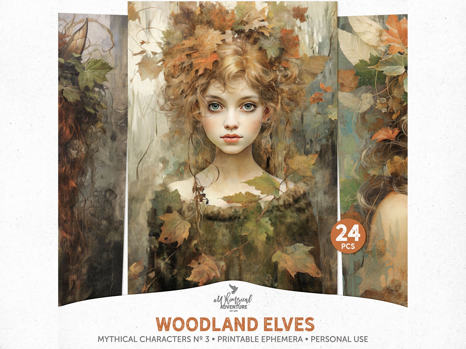 Woodland Elf Printable Autumn Wall Art, Fairycore Ephemera for ...