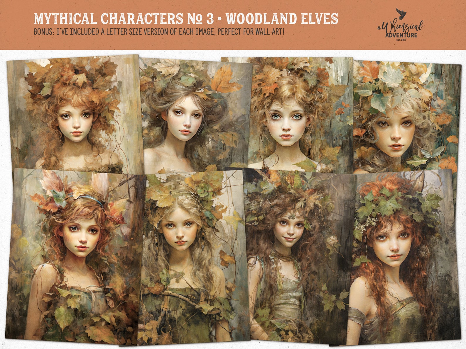 Woodland Elf Printable Autumn Wall Art, Fairycore Ephemera for ...