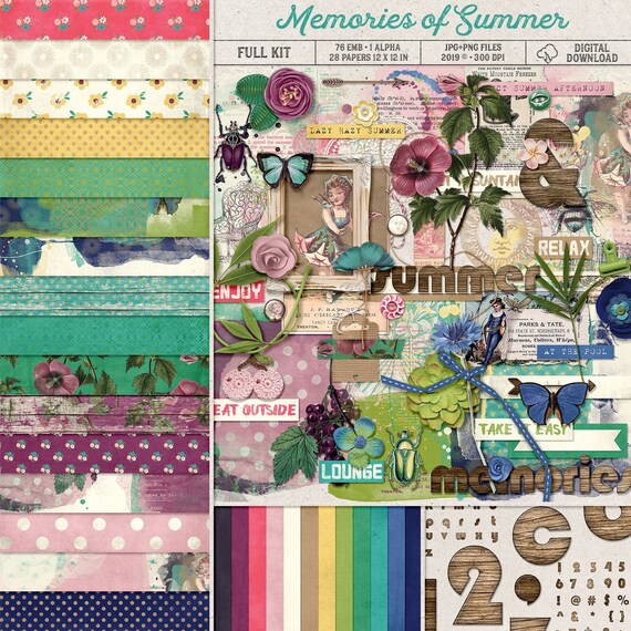 Tropical Decor Summer Scrapbook Kit Floral Digital Papers | Etsy