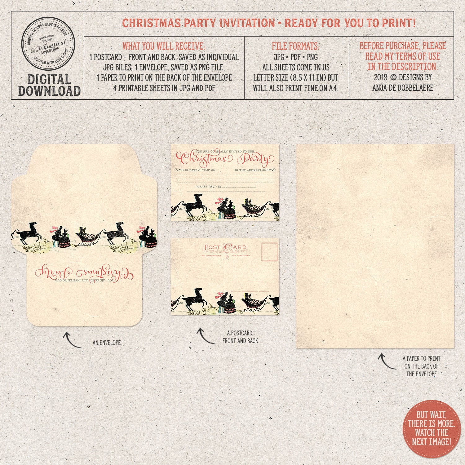Printable Vintage Christmas Party Postcard Invitation Digital - Etsy