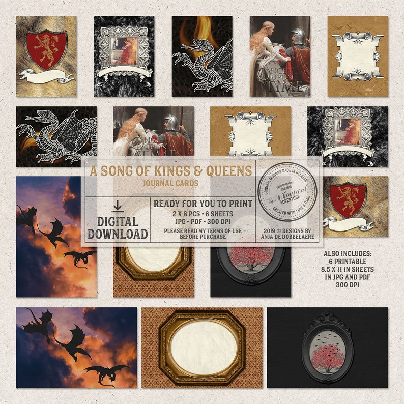 Printable Journal Cards Medieval Style Digital Cards Once | Etsy