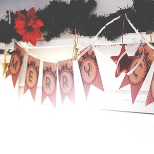 Printable Merry Christmas Banner in Traditional Red and Green With ...