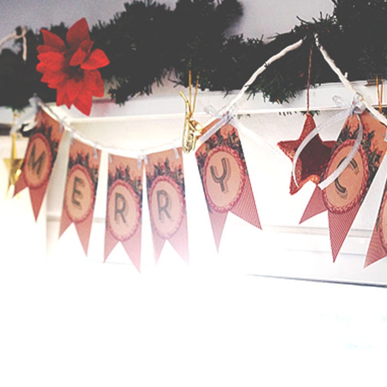 Printable Merry Christmas Banner in Traditional Red and Green - Etsy