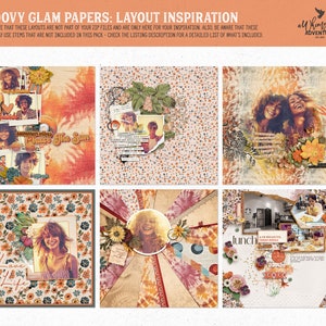 Groovy Glam 70s Retro Boho Hippie Floral Linen Paper, Digital Download ...