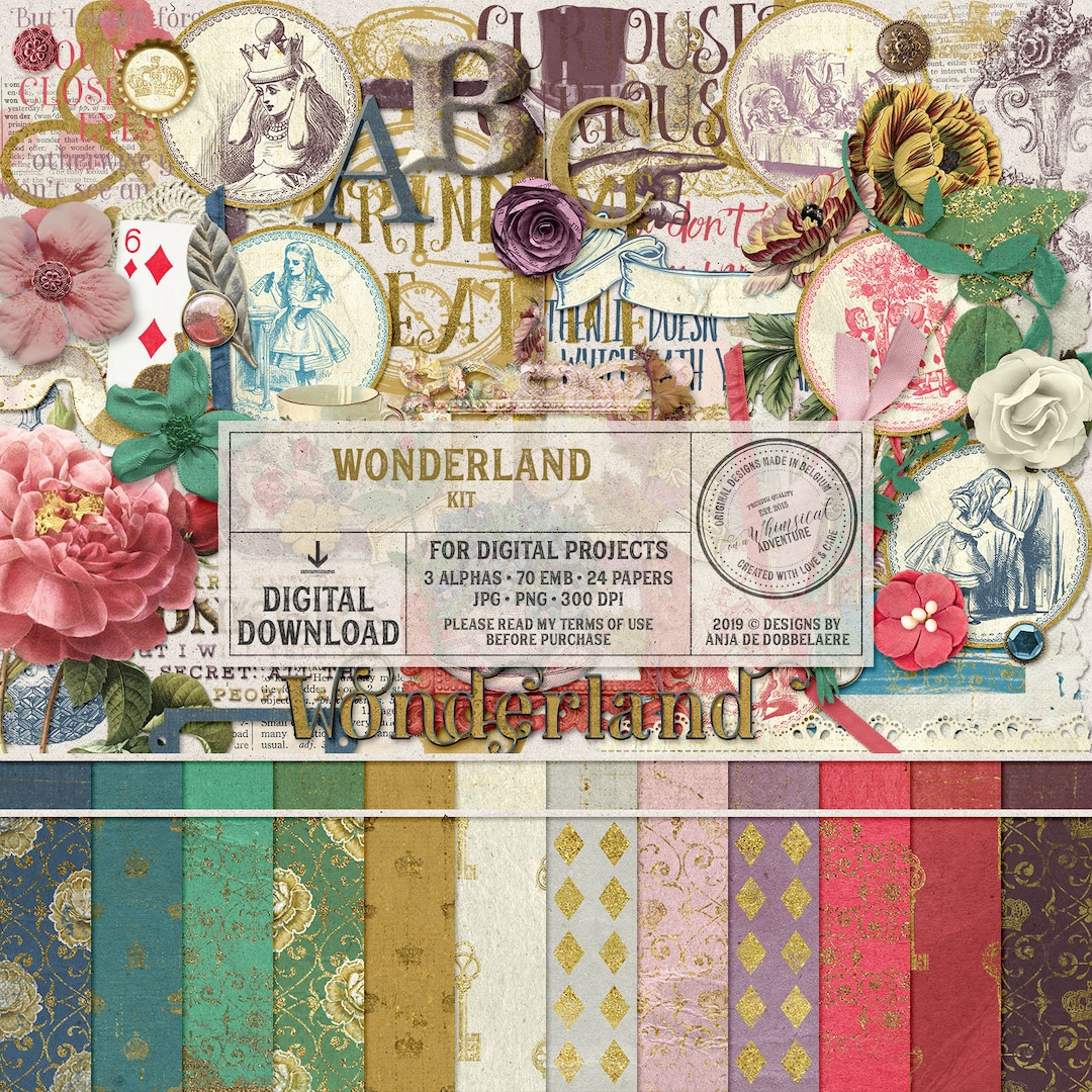Alice in Wonderland, Scrapbook Kit, Digital Scrapbooking, Scrapbook ...