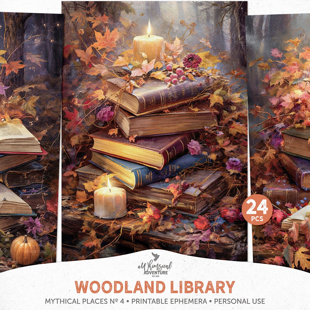 Autumn Magic Forest Fantasy Library Printable Junk Journal Papers ...