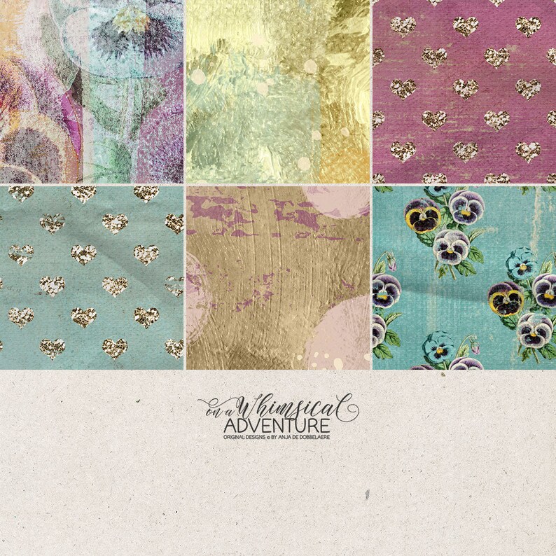 Romantic Floral Paper Pack, Rose Pattern, Valentine's Day Paper ...