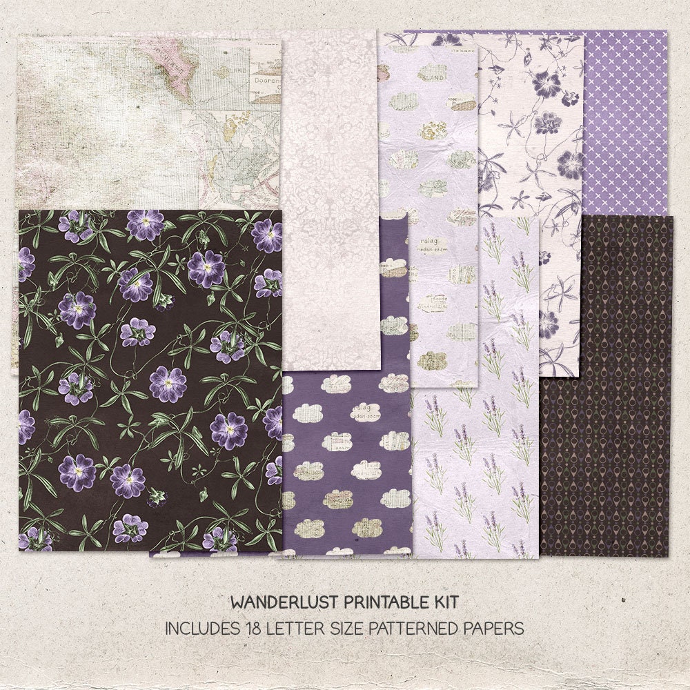 Travel Journal, Printable Stickers, Scrapbook Papers, Digital Download ...