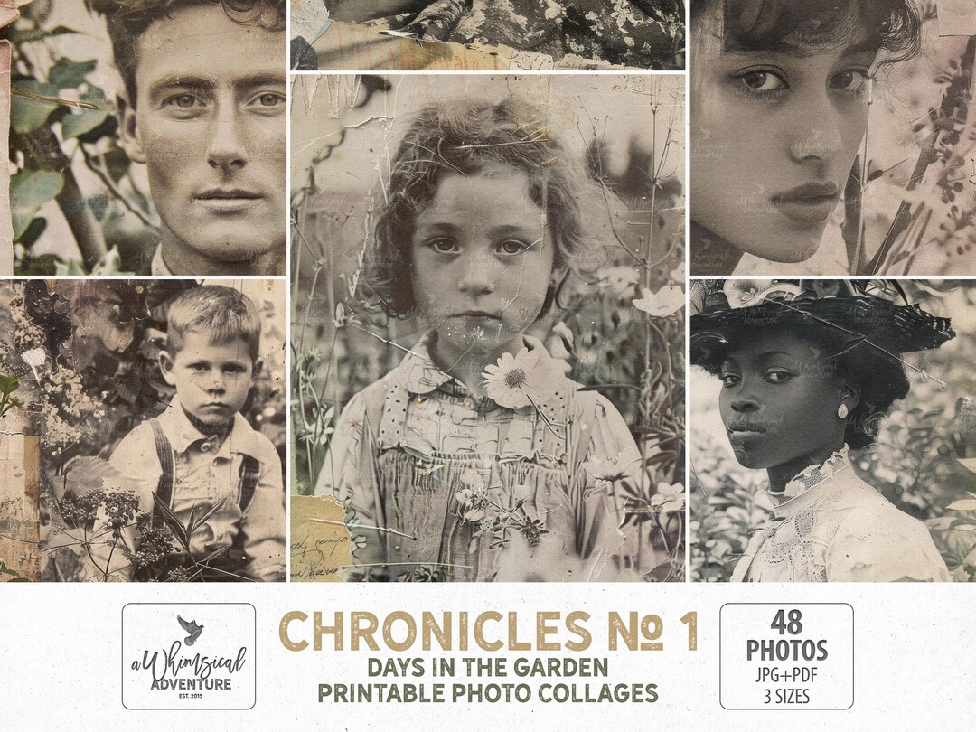 Chronicles Printable Tattered Old Photo Collages, Digital Download ...