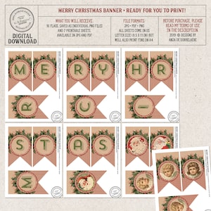 Printable Merry Christmas Banner in Traditional Red and Green With ...