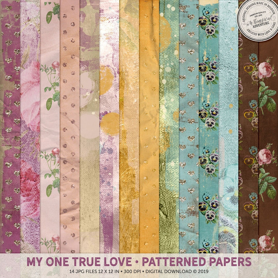 Romantic Floral Paper Pack, Rose Pattern, Valentine's Day Paper ...