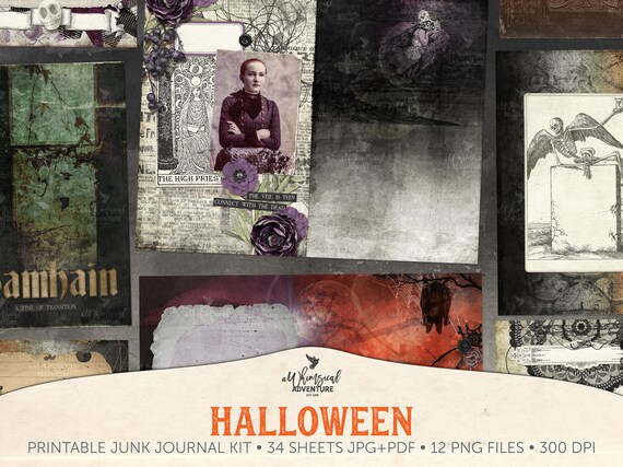 Printable Gothic Halloween Junk Journal Kit Spooky Dark - Etsy
