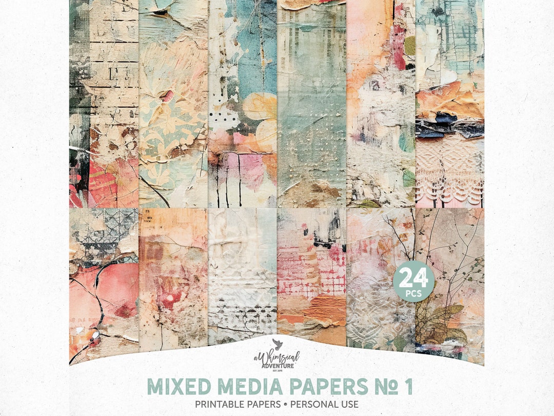 Shabby Grunge Printable Collage Scrapbook Paper, Digital Download Mixed ...