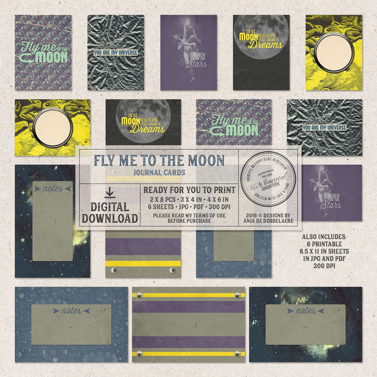 Outer Space Sci-Fi To The Moon And Back Printable Journal | Etsy