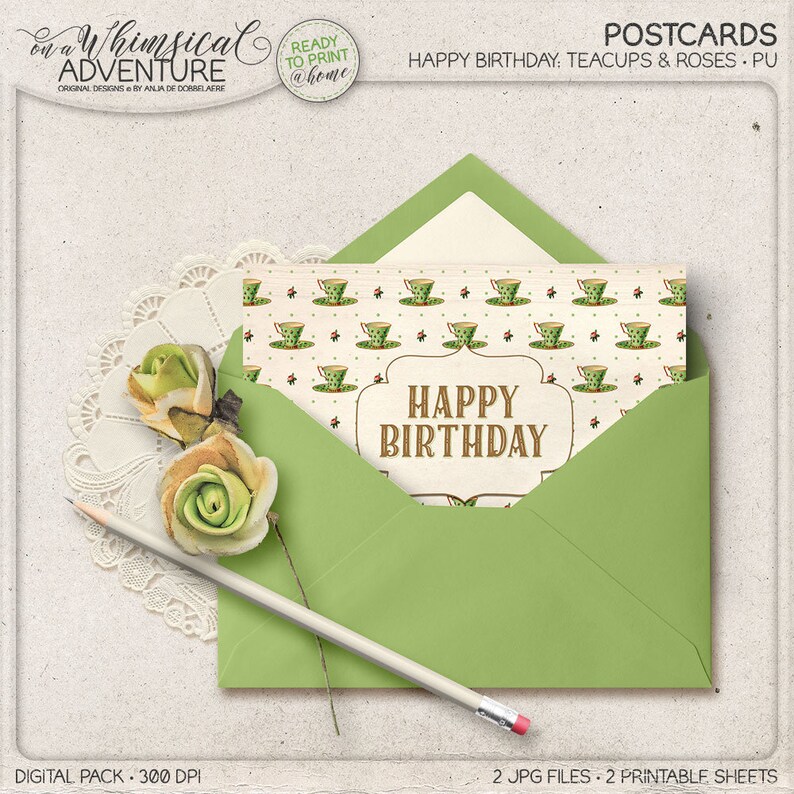 Print Your Own Postcards At Home Happy Birthday Greeting Etsy