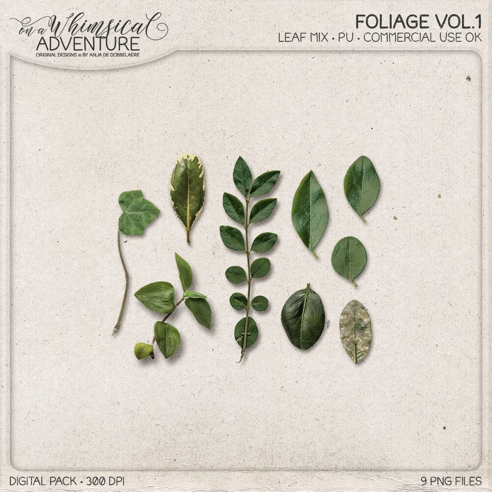 Leaves Foliage Plants Digital Scrapbooking Elements | Etsy