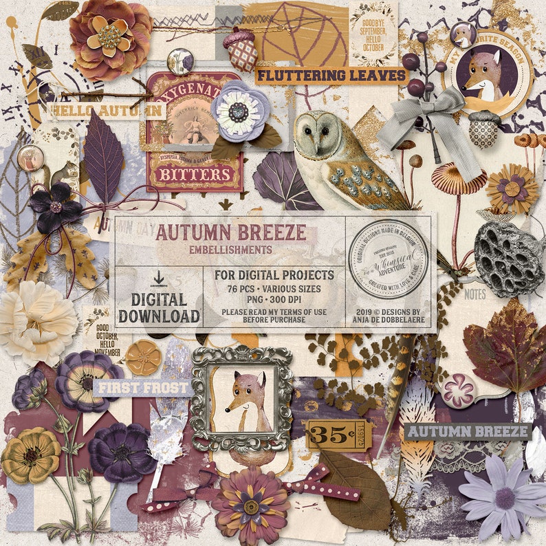 Autumn Decor Scrapbook Kit Craft Kit 12x12 Papers Fall | Etsy