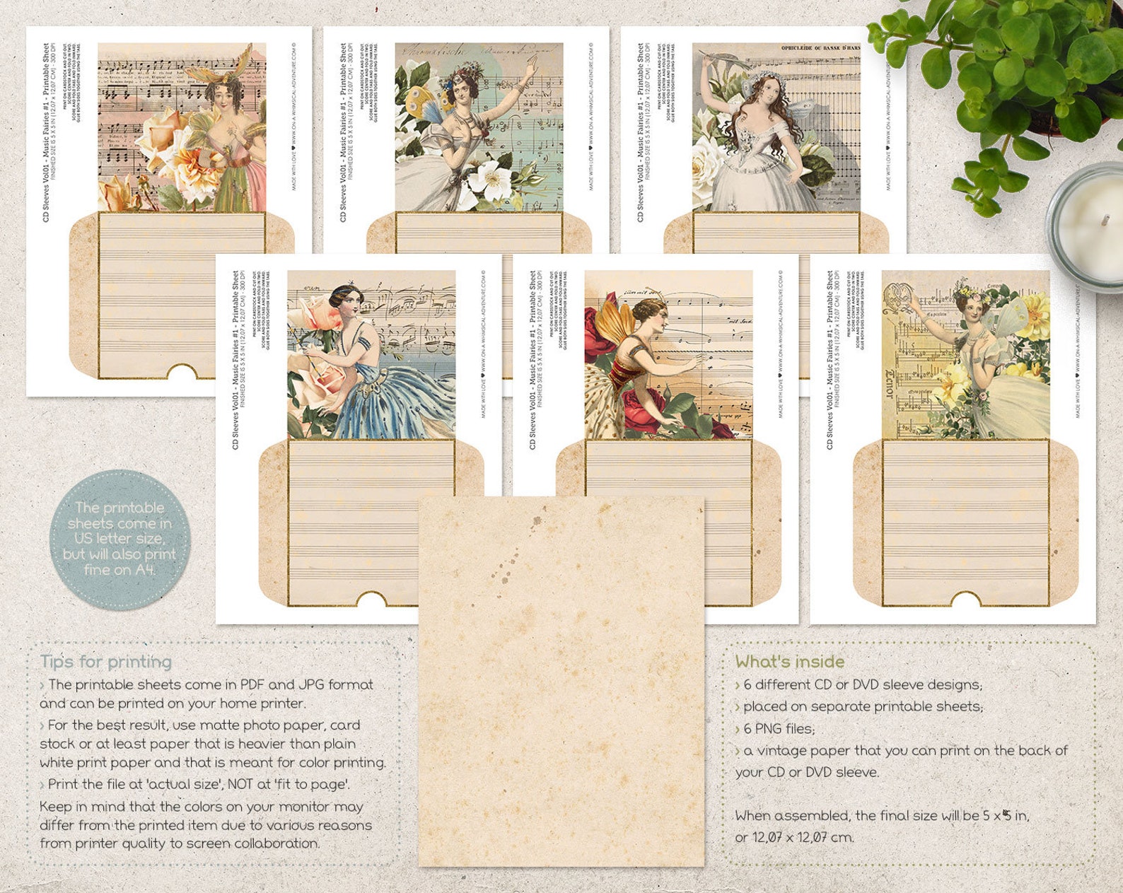 CD Sleeves, Printable DVD Sleeve Template, Sheet Music, Fairies and ...