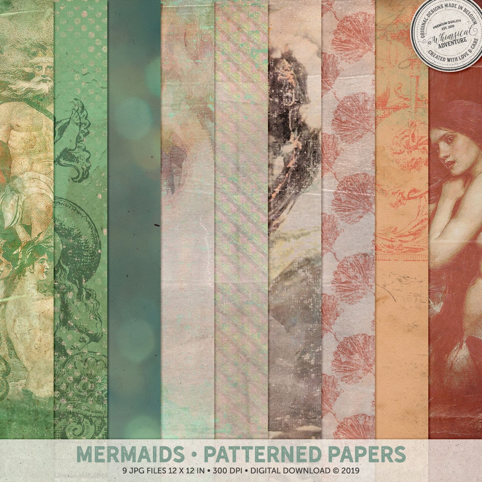 Mermaid Digital Paper Instant Download Under the Sea Fish - Etsy