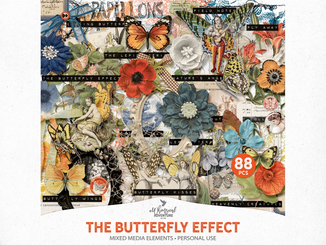Butterfly Effect Scrapbook Elements, Florals and Foliage, Overlays and ...