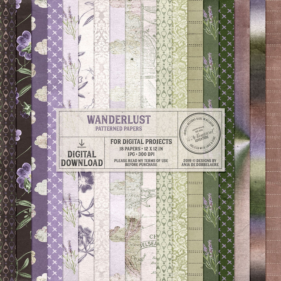 Travel Paper Pack Floral Digital Papers Wanderlust Patterns - Etsy