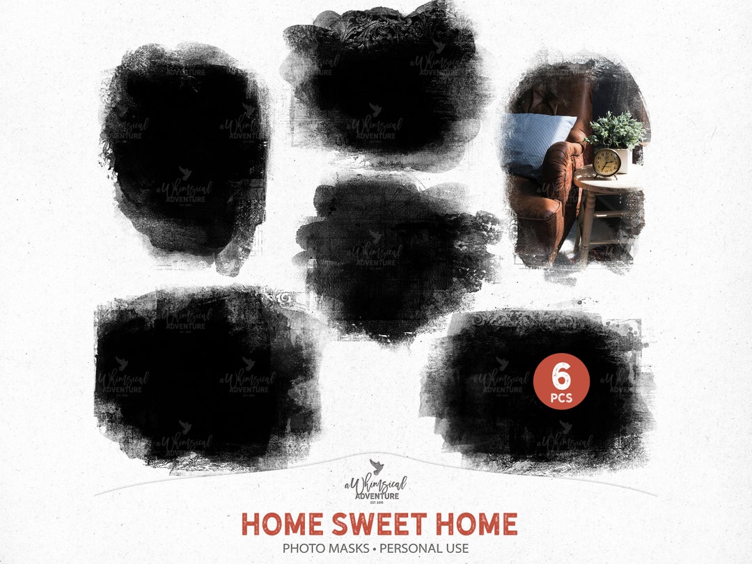 Handmade Photo Masks, Painted Clipping Masks, Home Sweet Home, Hygge ...