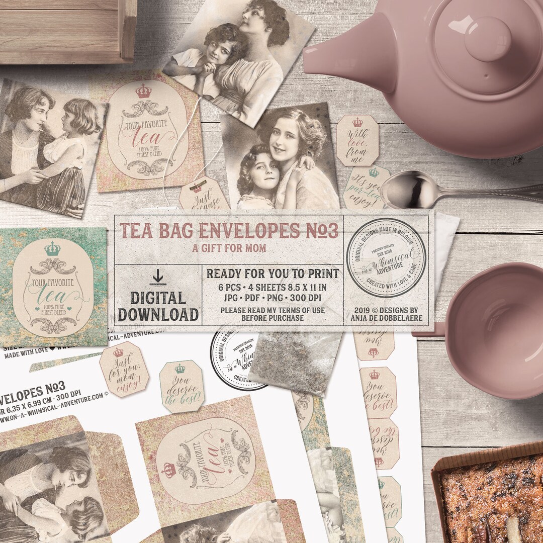 Tea Bag Printable, Personalized Gift, Mother's Day, Mother Daughter ...