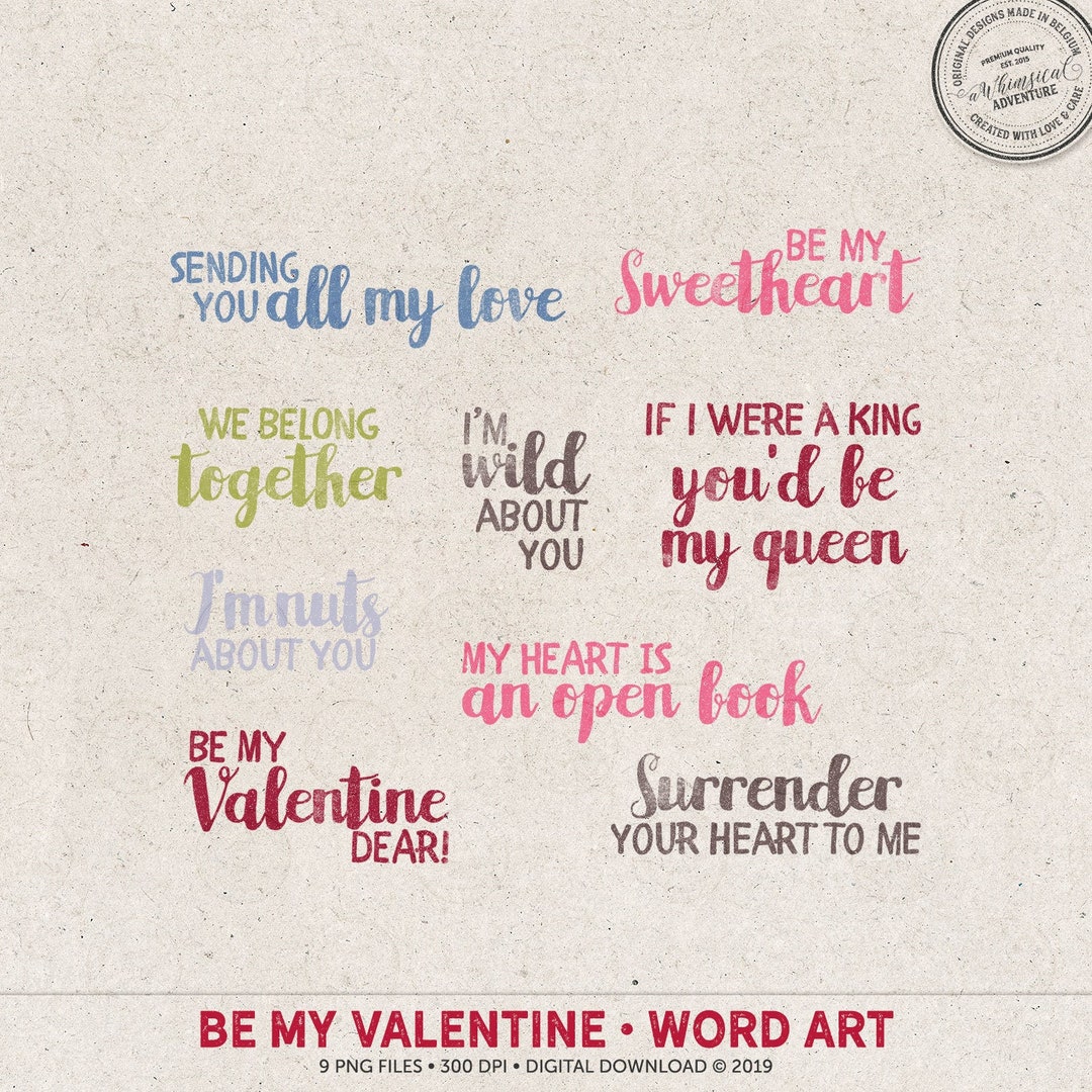 Be My Valentine Romantic Word Art Love Quote - Etsy