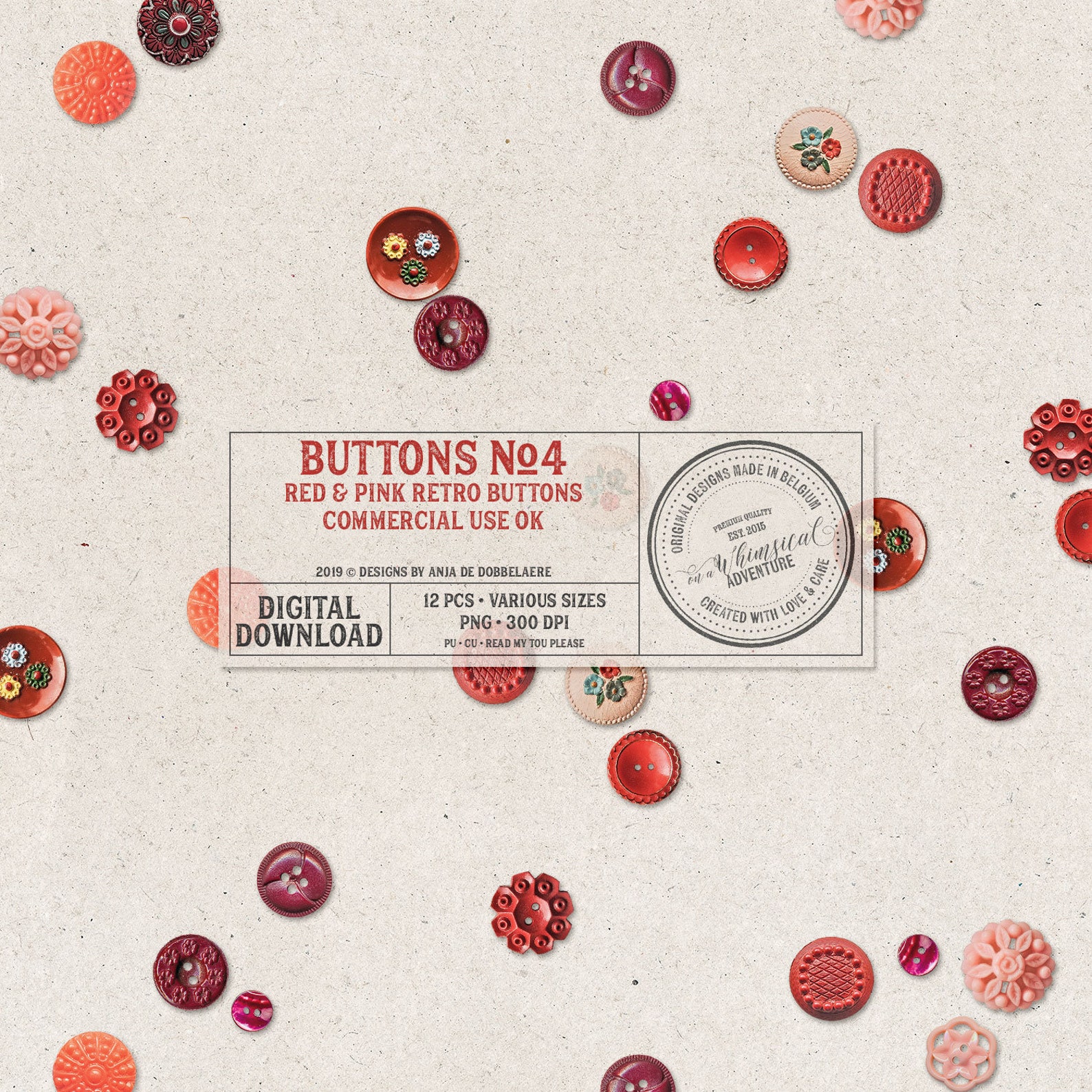Retro Buttons Vintage Button Mix Digital Download - Etsy