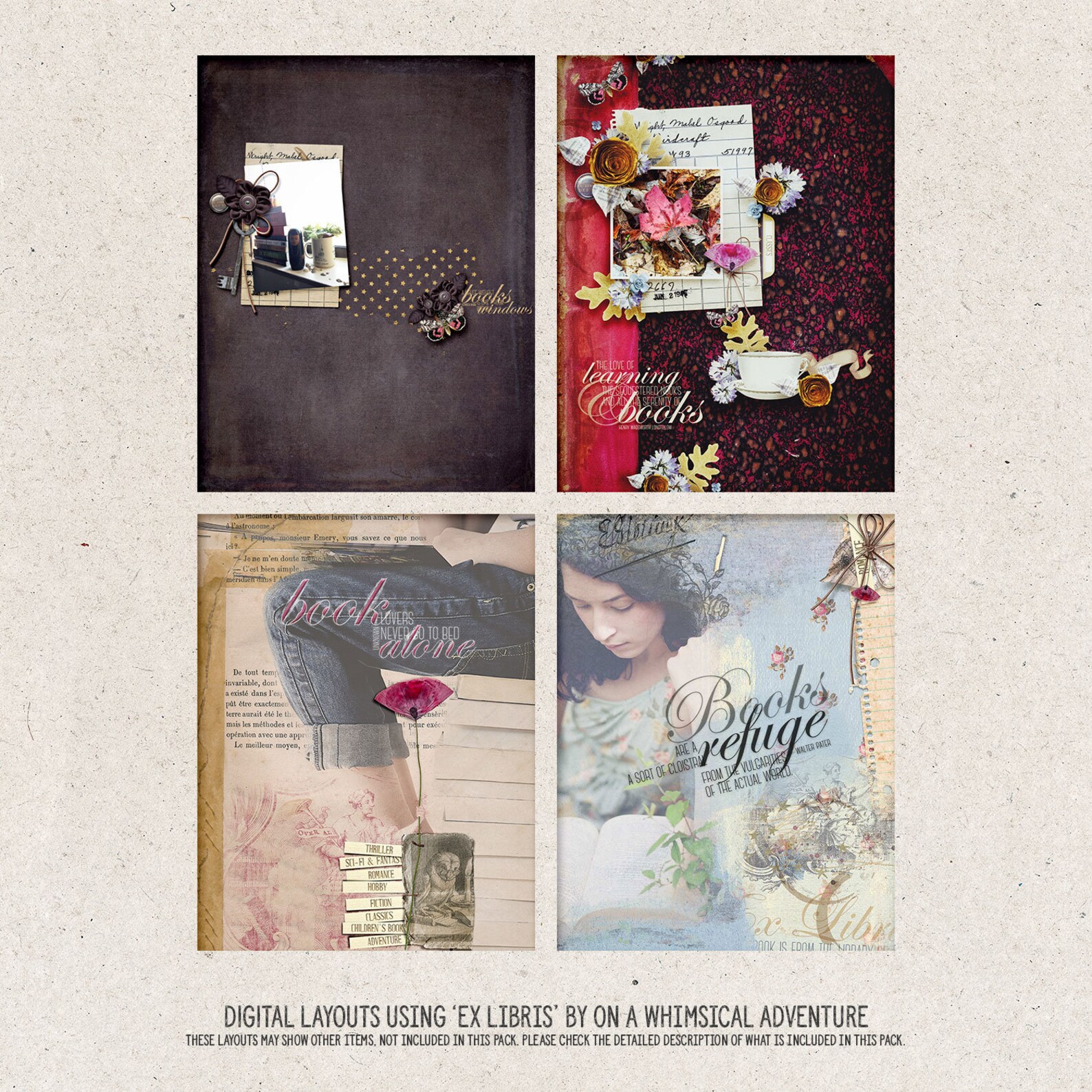 Ex Libris, Digital Scrapbook Embellishments, Librarian Gift, Scrapbook ...