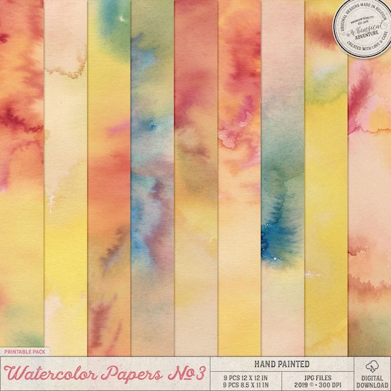 Hand Painted Watercolor Papers Digital Download Printable - Etsy