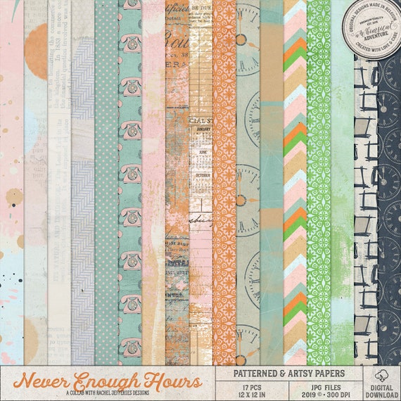 Mixed Media Digital Paper Pack Busy Life Hand Drawn | Etsy