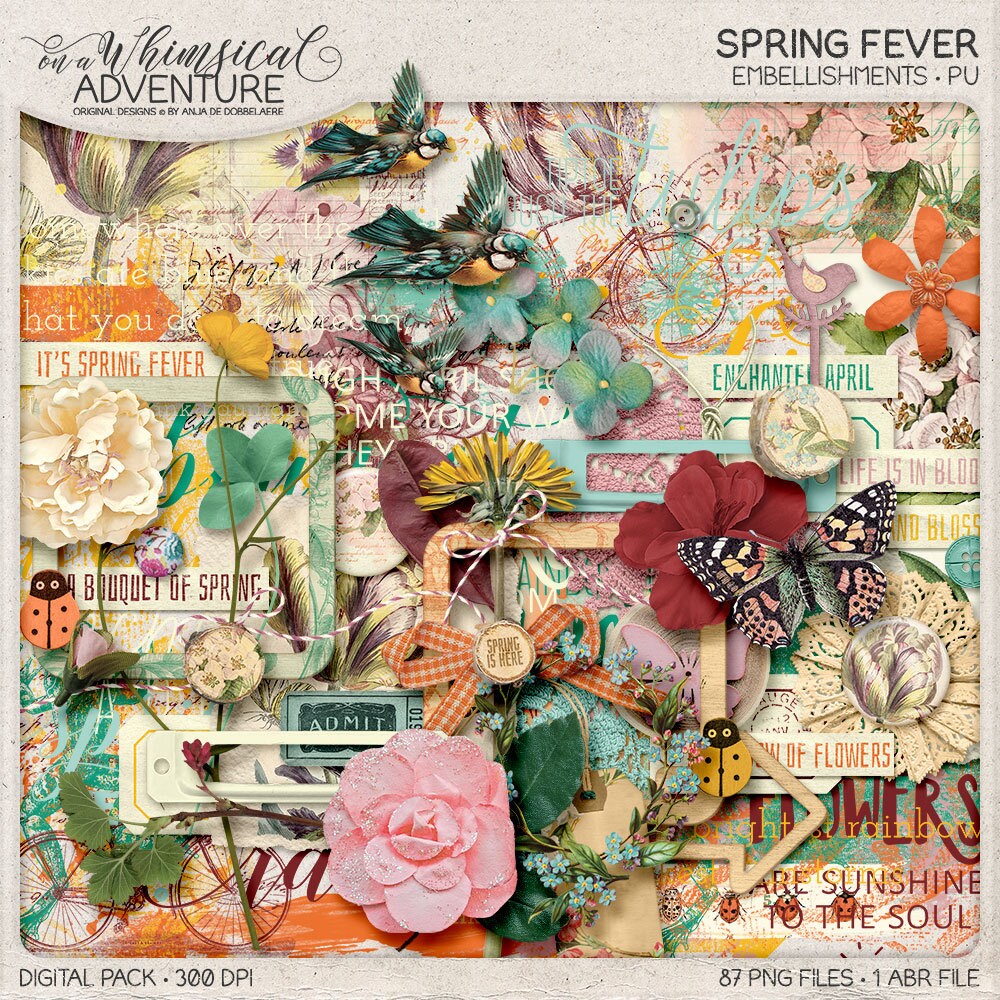 Colorful Spring Themed Clip Art Digital Scrapbooking | Etsy