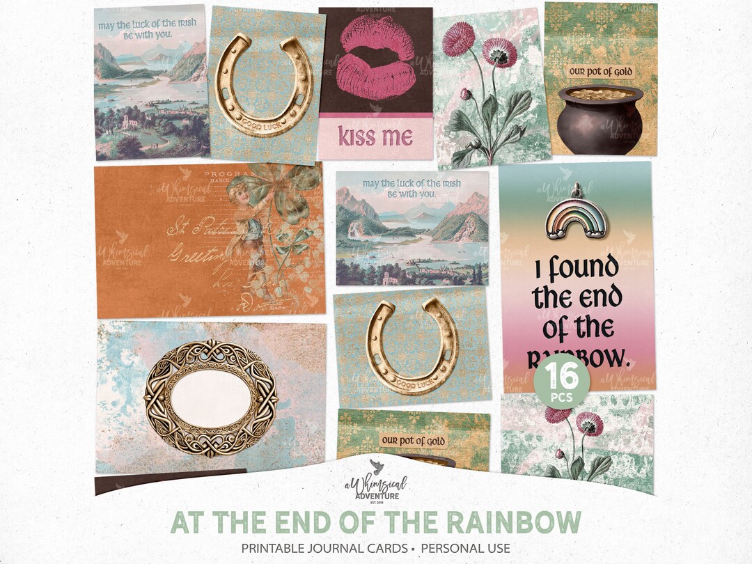 At the End of the Rainbow Printable Scrapbooking Journaling Cards ...