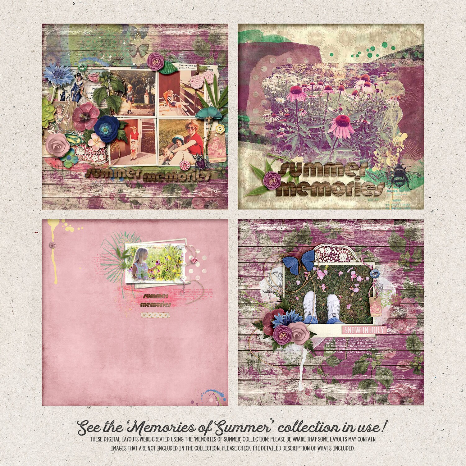 Tropical Flowers and Leaves Digital Paper Pack Fruity | Etsy