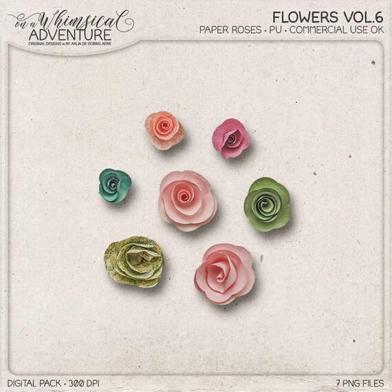 Digital Rose Clipart Paper Roses Paper Flowers Commercial | Etsy