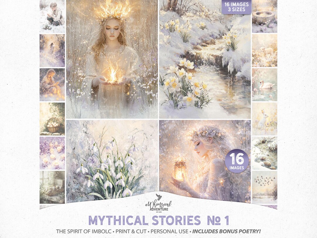 Wheel of the Year Imbolc Mythical and Spiritual Pagan Art With Brigid ...