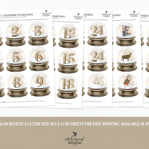 Printable Christmas Snow Globe Countdown for Advent Calendar, Instant ...