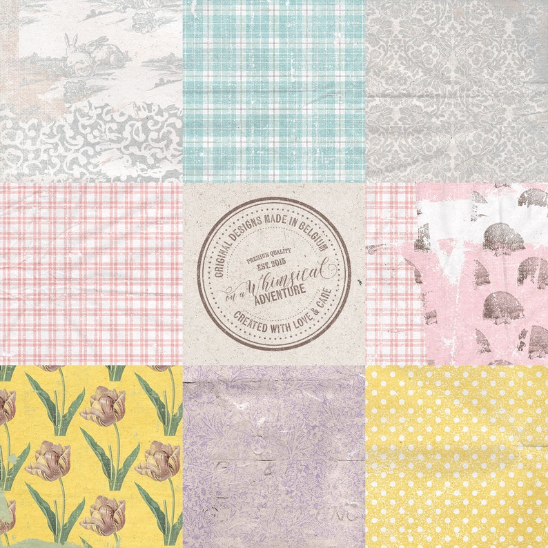 Ostara Scrapbook Paper Shabby Chic Textures Hares and - Etsy