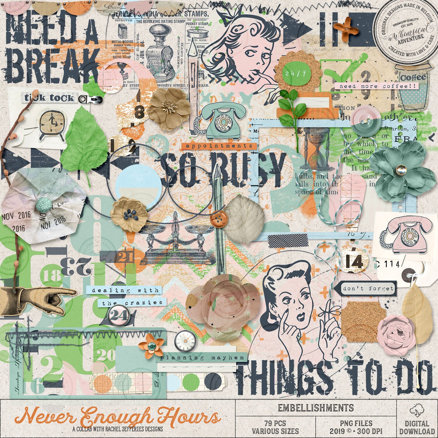 Busy Life Hours in A Day Mixed Media Hand Drawn Graphics - Etsy