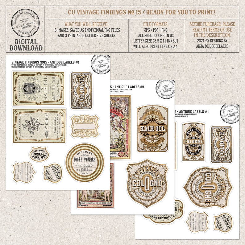 Printable Vintage Apothecary Potion Bottle Labels for - Etsy