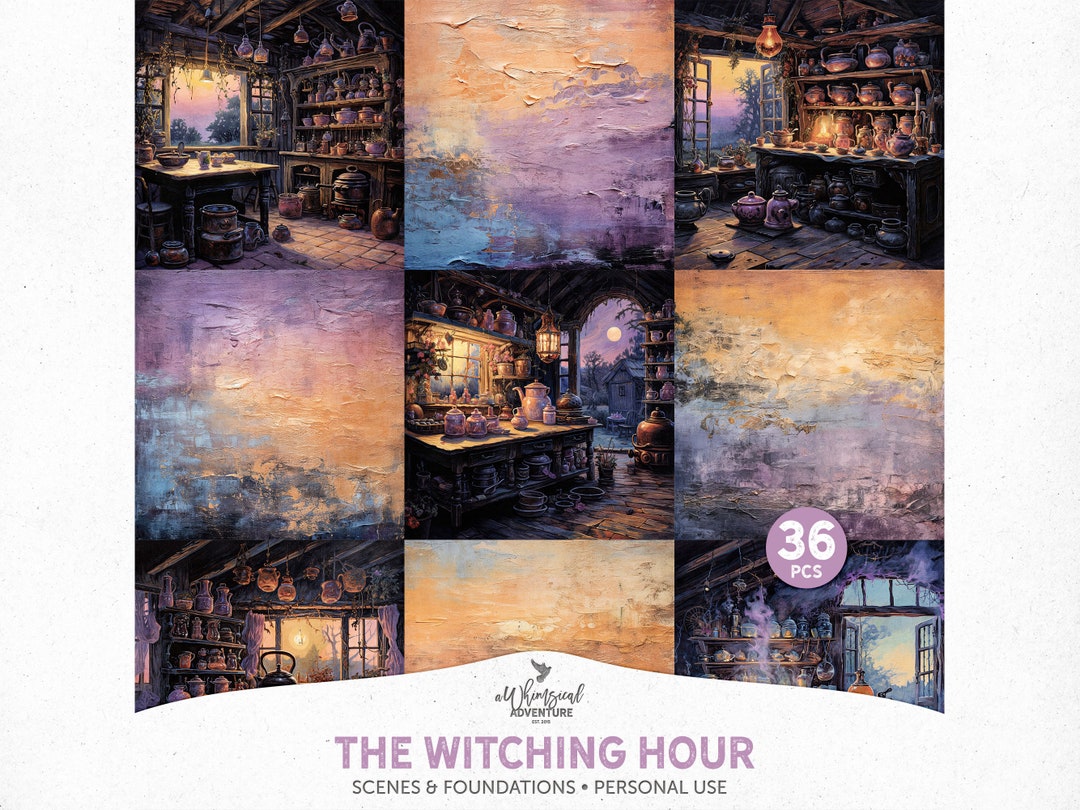 The Witching Hour Halloween Witch Kitchen Decor Scrapbook Paper ...