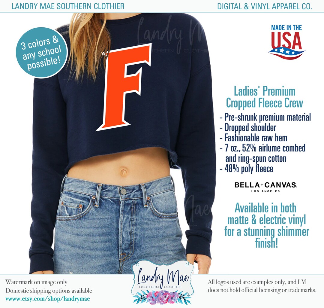 Collegiate Sweatshirt Cropped / Personalized Senior Gift / College ...